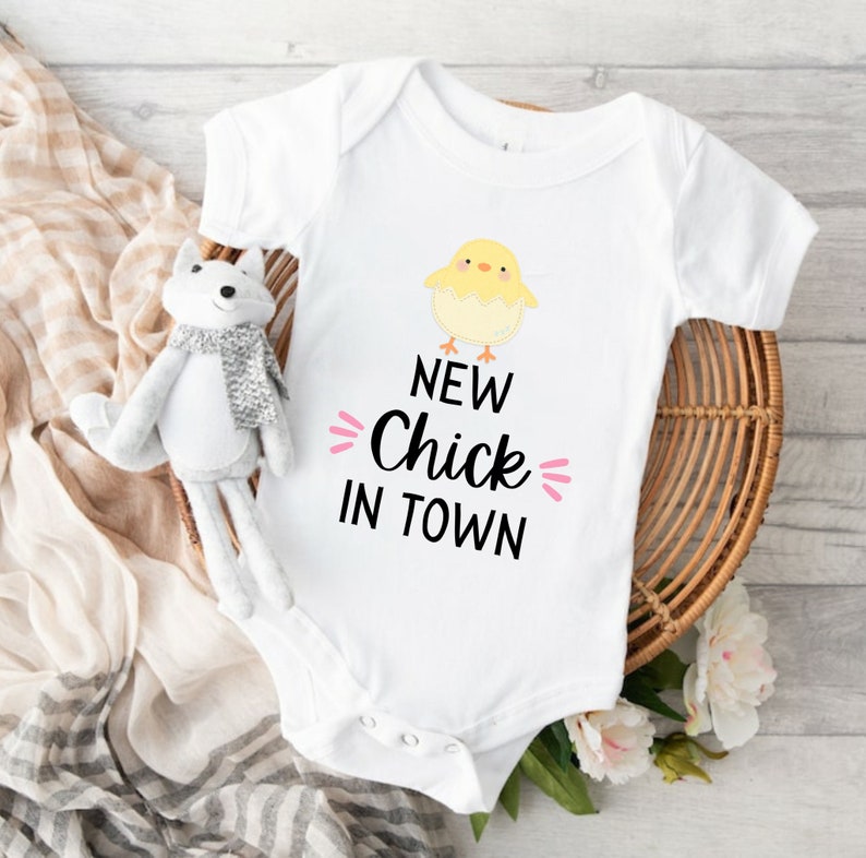 New Chick in the Town Onesie - Funny Baby Bodysuit - Baby Girl Clothes ...