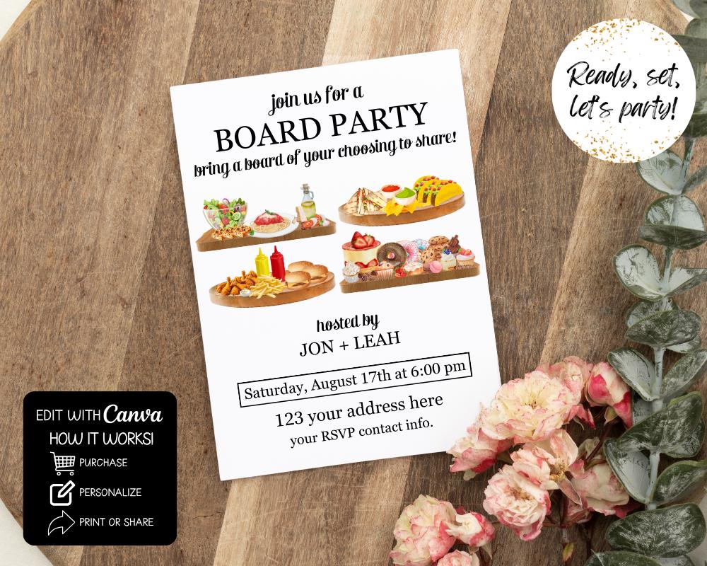 Digital Download, Party Invite, Board Party, Charcuterie, Board Night ...