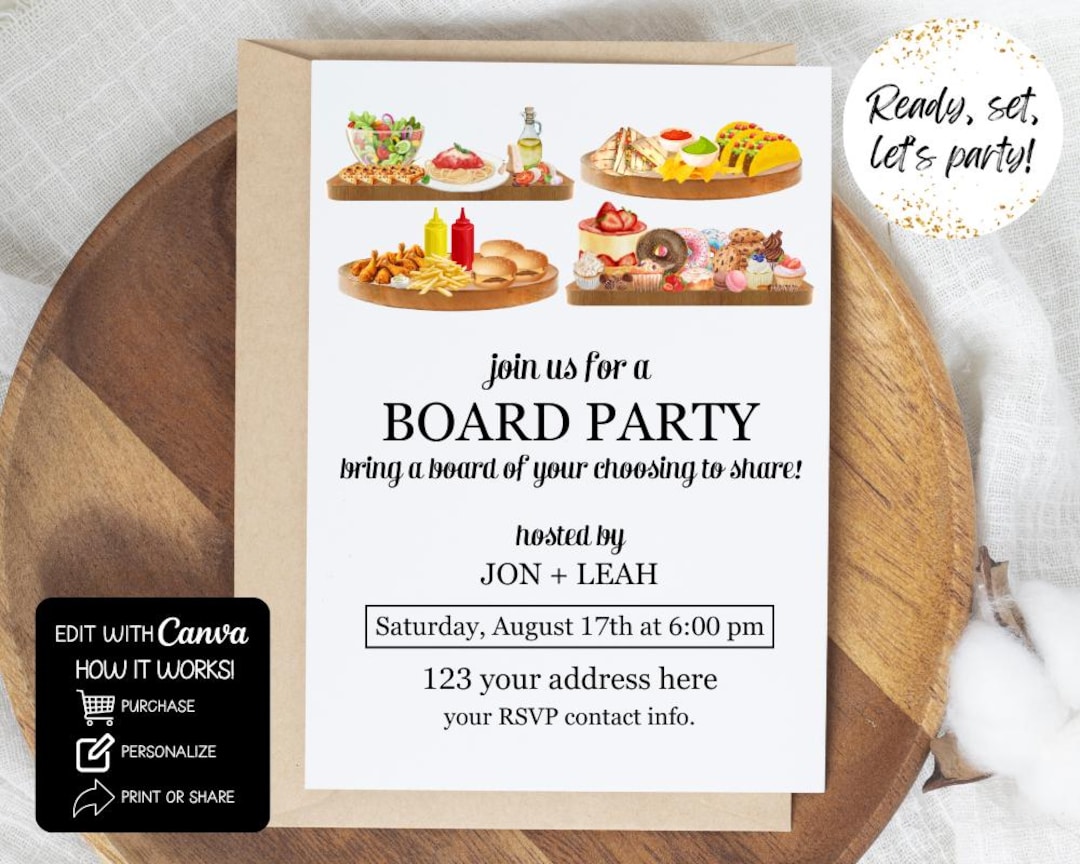 Digital Download, Party Invite, Board Party, Charcuterie, Board Night ...