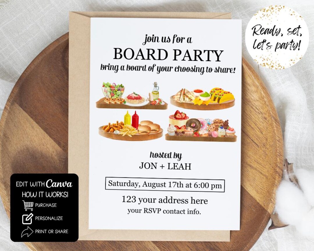Digital Download, Party Invite, Board Party, Charcuterie, Board Night ...