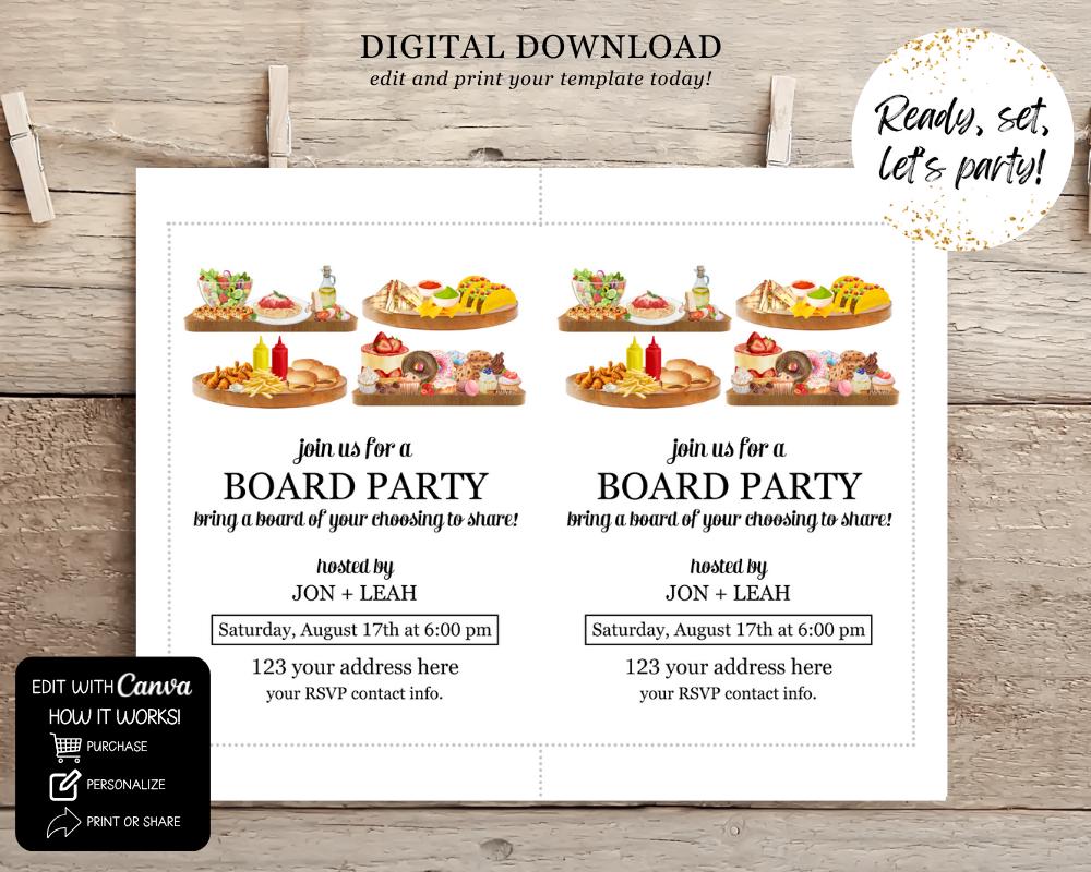 Digital Download, Party Invite, Board Party, Charcuterie, Board Night ...