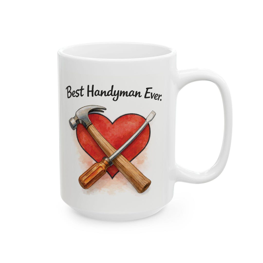 Handyman Gift Mug | Hammer & Screwdriver Heart Design - Etsy