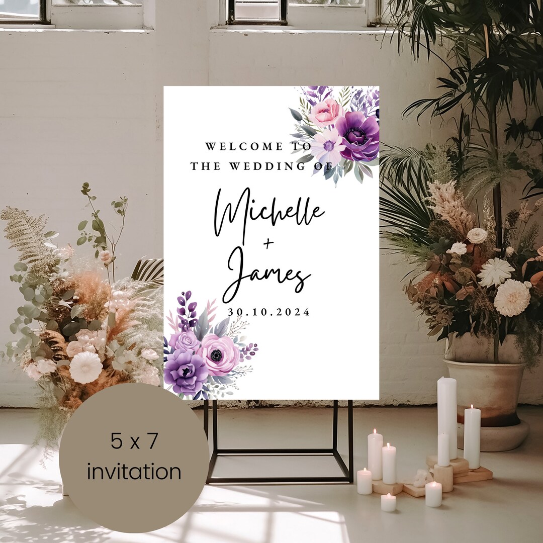 Wedding Welcome Sign, A3 Template, Printable Welcome Sign, Editable ...