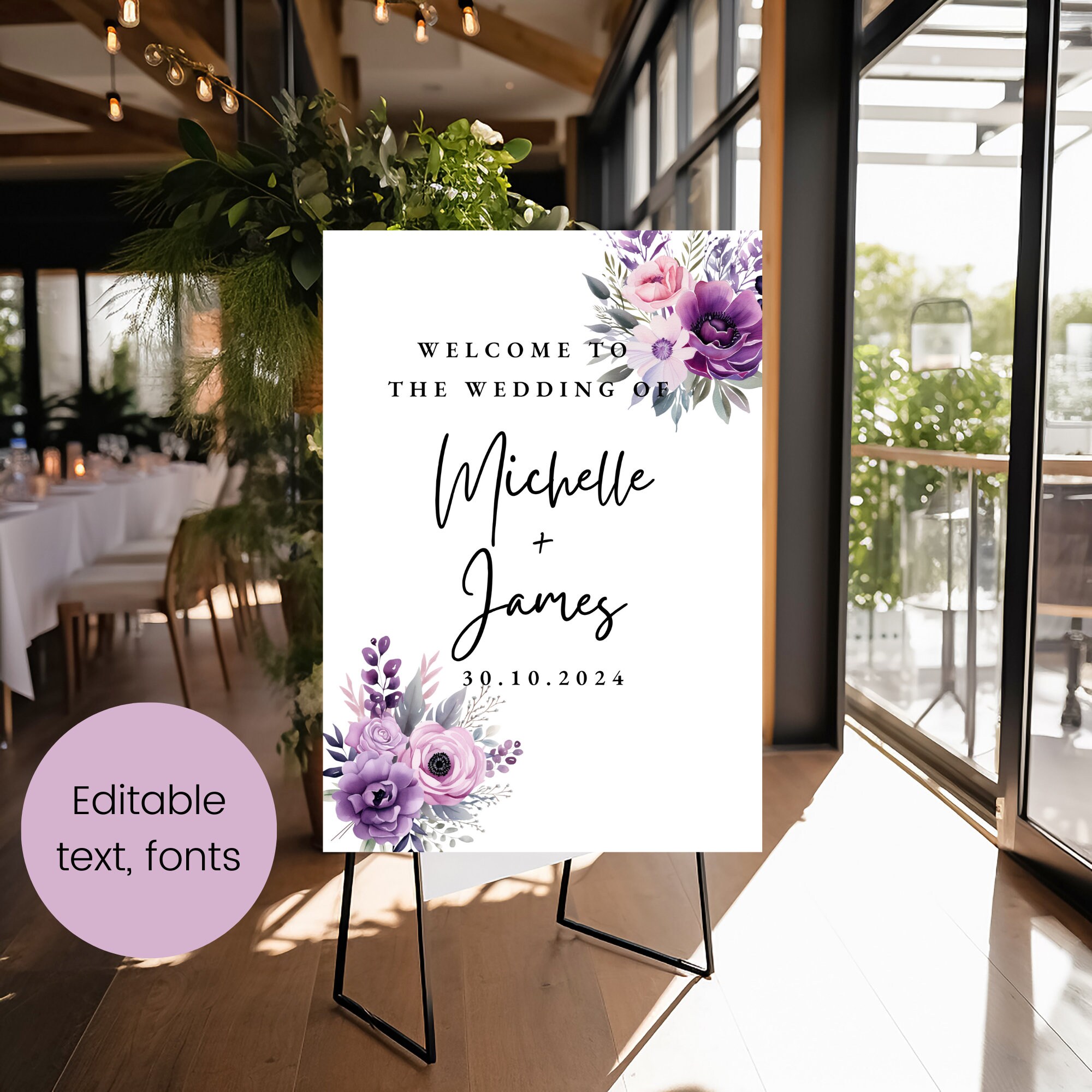 Wedding Welcome Sign, A3 Template, Printable Welcome Sign, Editable ...