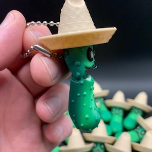 Pedro the Tickle Pickle: 3D Printed Fidget Keychain With Sombrero - Etsy