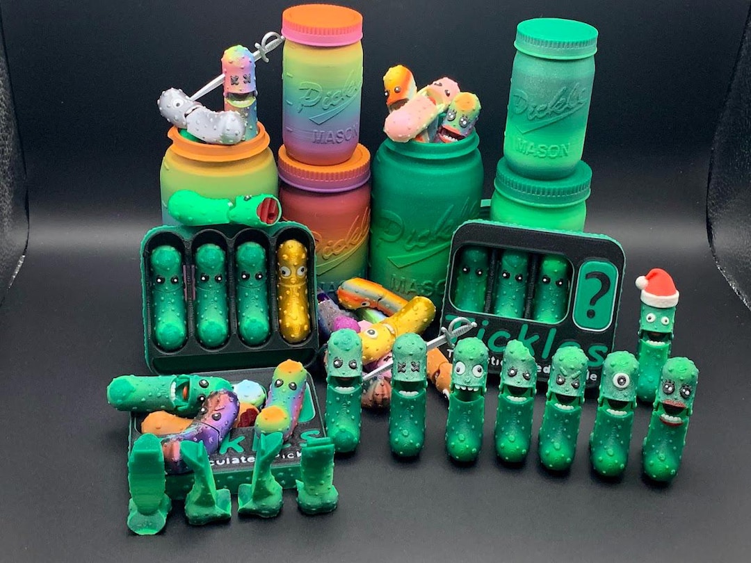 3D Printed Articulating Pickle Keychain: Funny Fidget Toy Gag Gift - Etsy