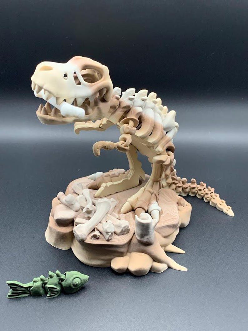 3D Printed Articulated T-rex Skeleton: Poseable Dinosaur Toy - Etsy