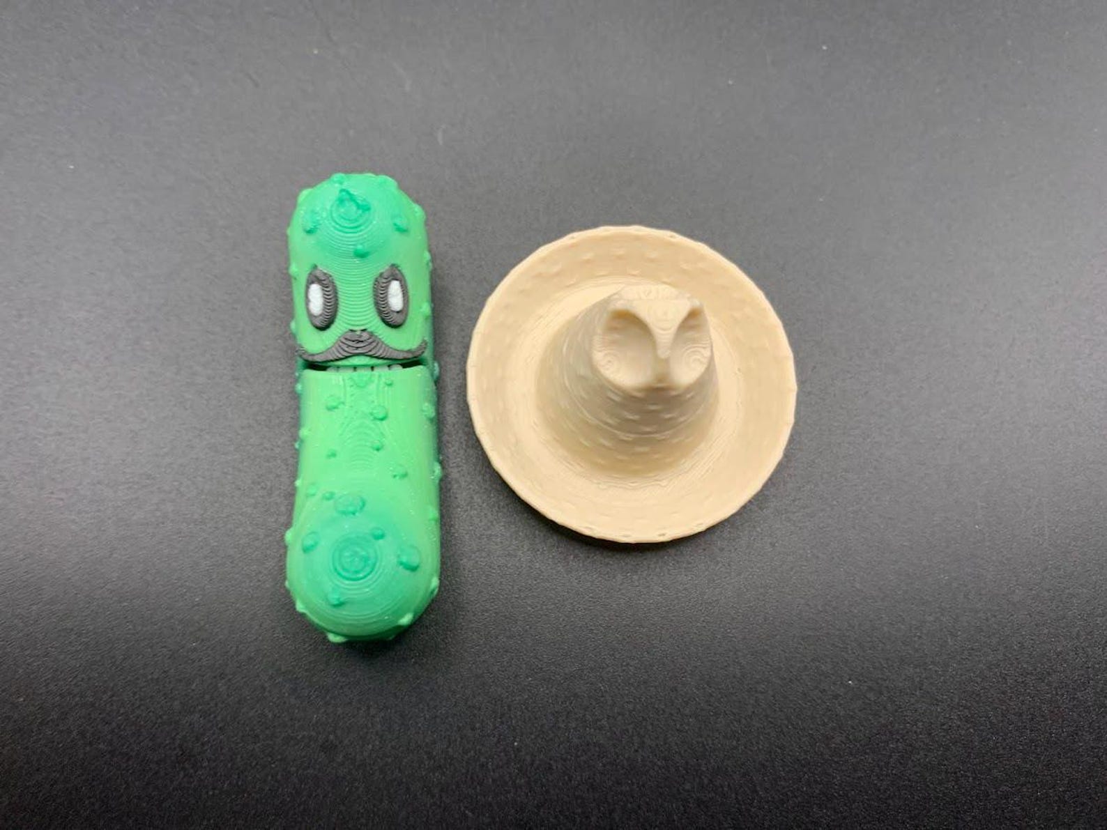 Pedro the Tickle Pickle 3D Printed Fidget Keychain With Sombrero ...
