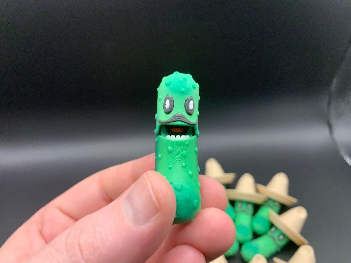 Pedro the Tickle Pickle 3D Printed Fidget Keychain With Sombrero ...