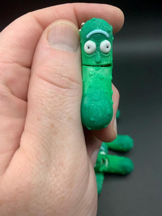 Pickle Rick Inspired 3D Printed Articulating Pickle Fidget Toy Funny ...