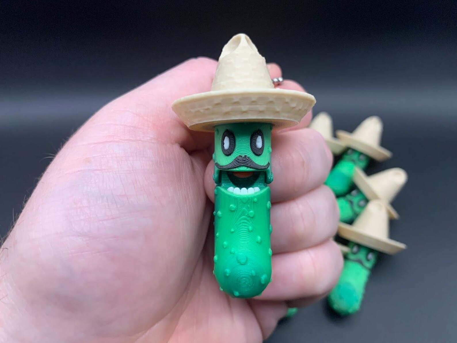 Pedro the Tickle Pickle 3D Printed Fidget Keychain With Sombrero ...