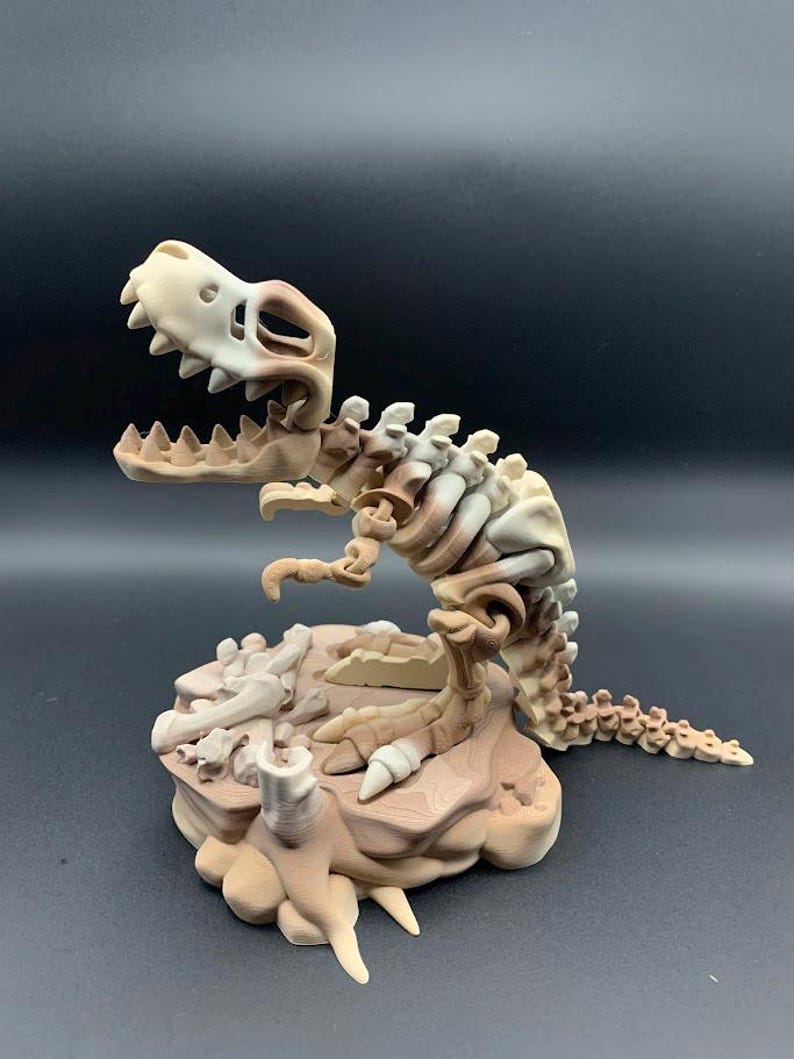 3D Printed Articulated T-rex Skeleton: Poseable Dinosaur Toy - Etsy