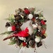 Christmas Wreath With Red Cardinal, Snow-covered Pinecones, Winter ...