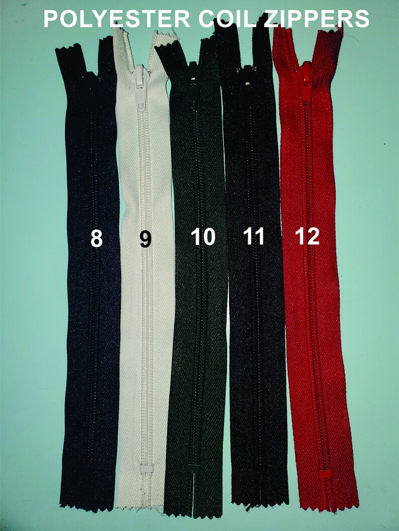 9 Inch Molded Plastic or Polyester Coil or Invisible Zippers various ...
