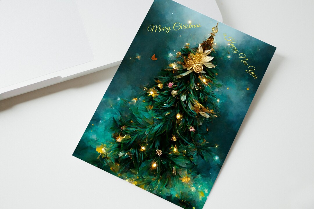 Gold Star Printable Christmas Greeting Cards Digital - Etsy