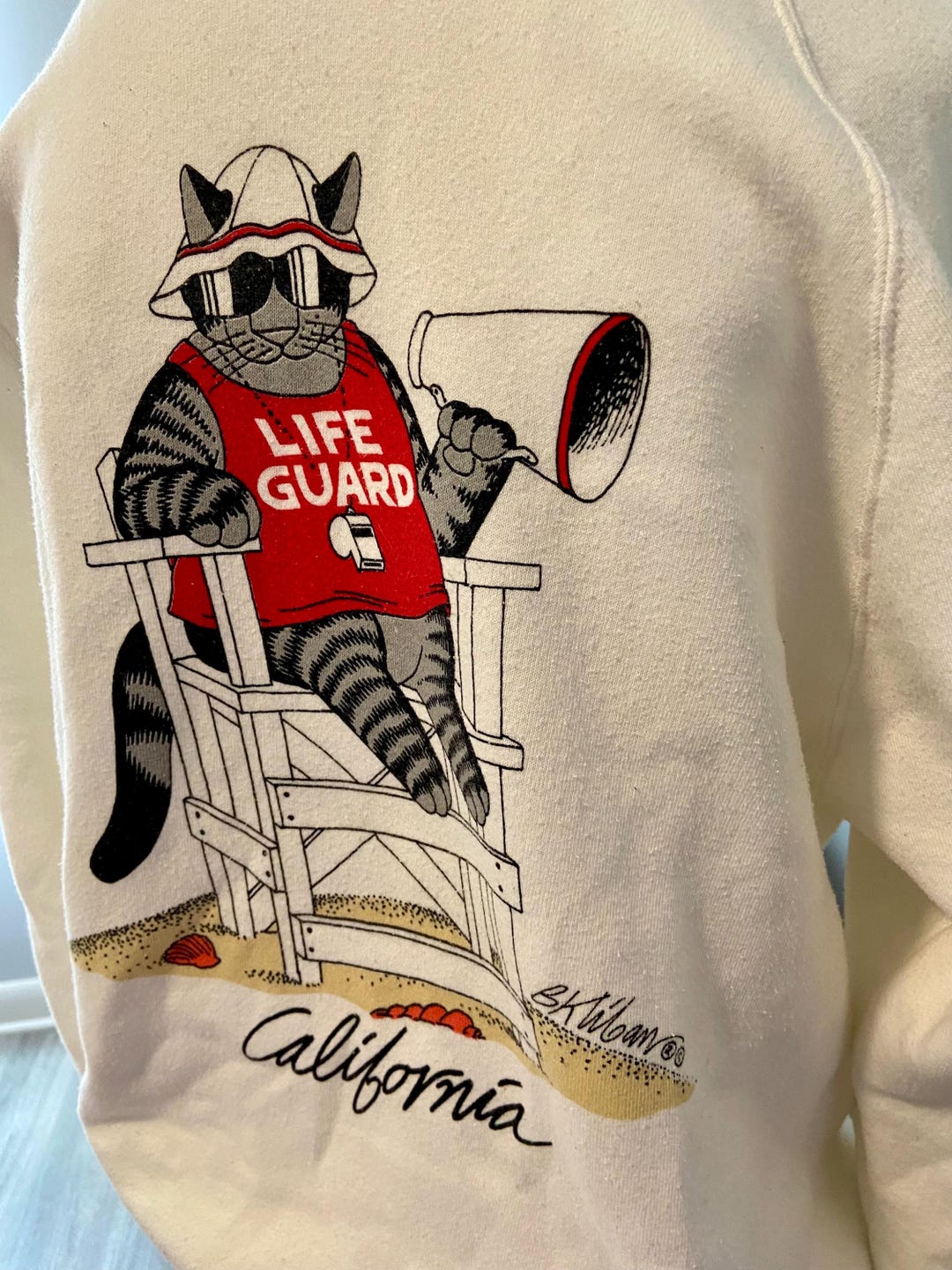 Vintage 80s Crazy Shirts B Kliban Lifeguard Sweatshirt- Rare Find - Etsy