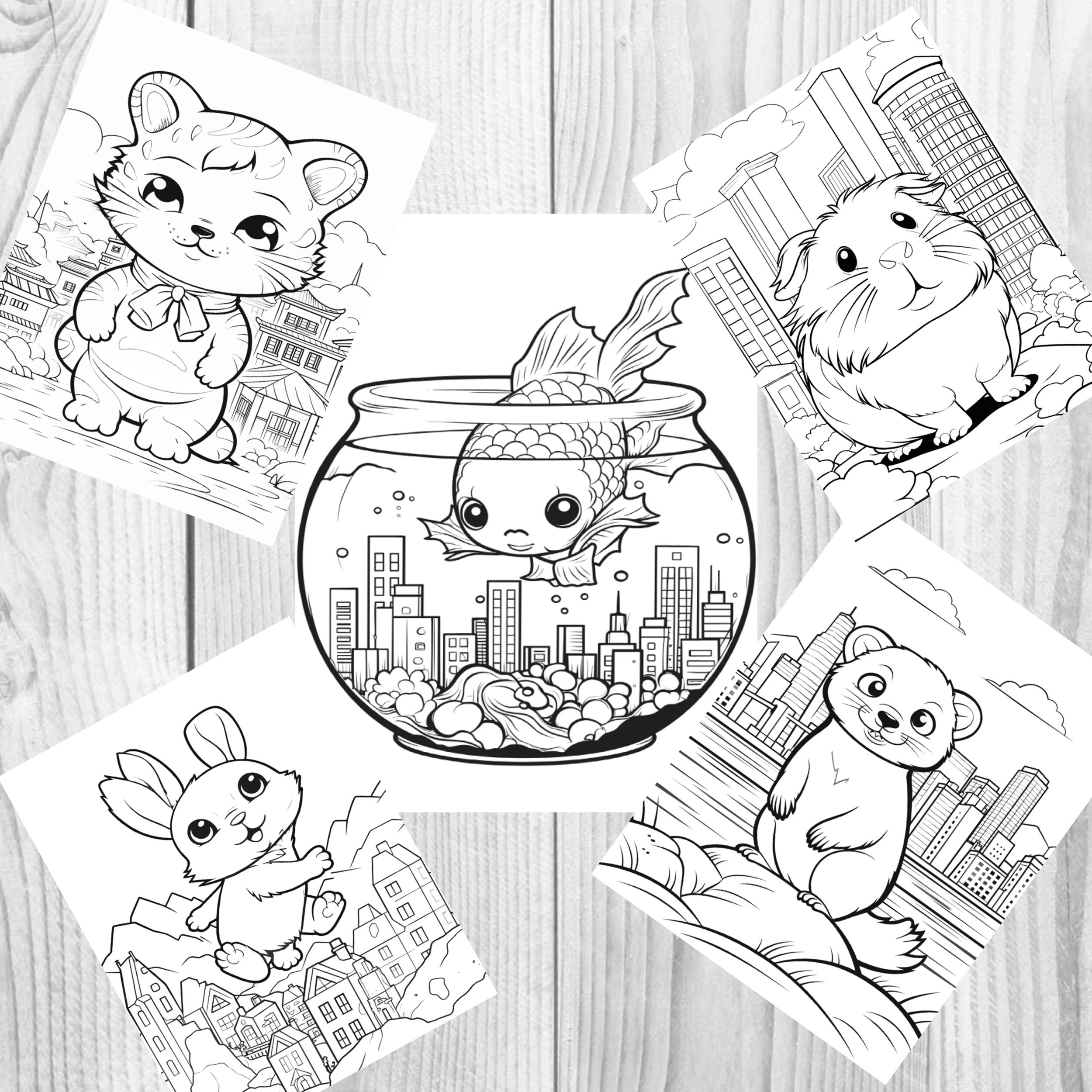 Animal Coloring Pages | City Pets Coloring Page | Digital | Printable ...