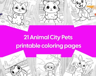Animal Coloring Pages | Safari Pets Coloring Page | Digital | Printable ...