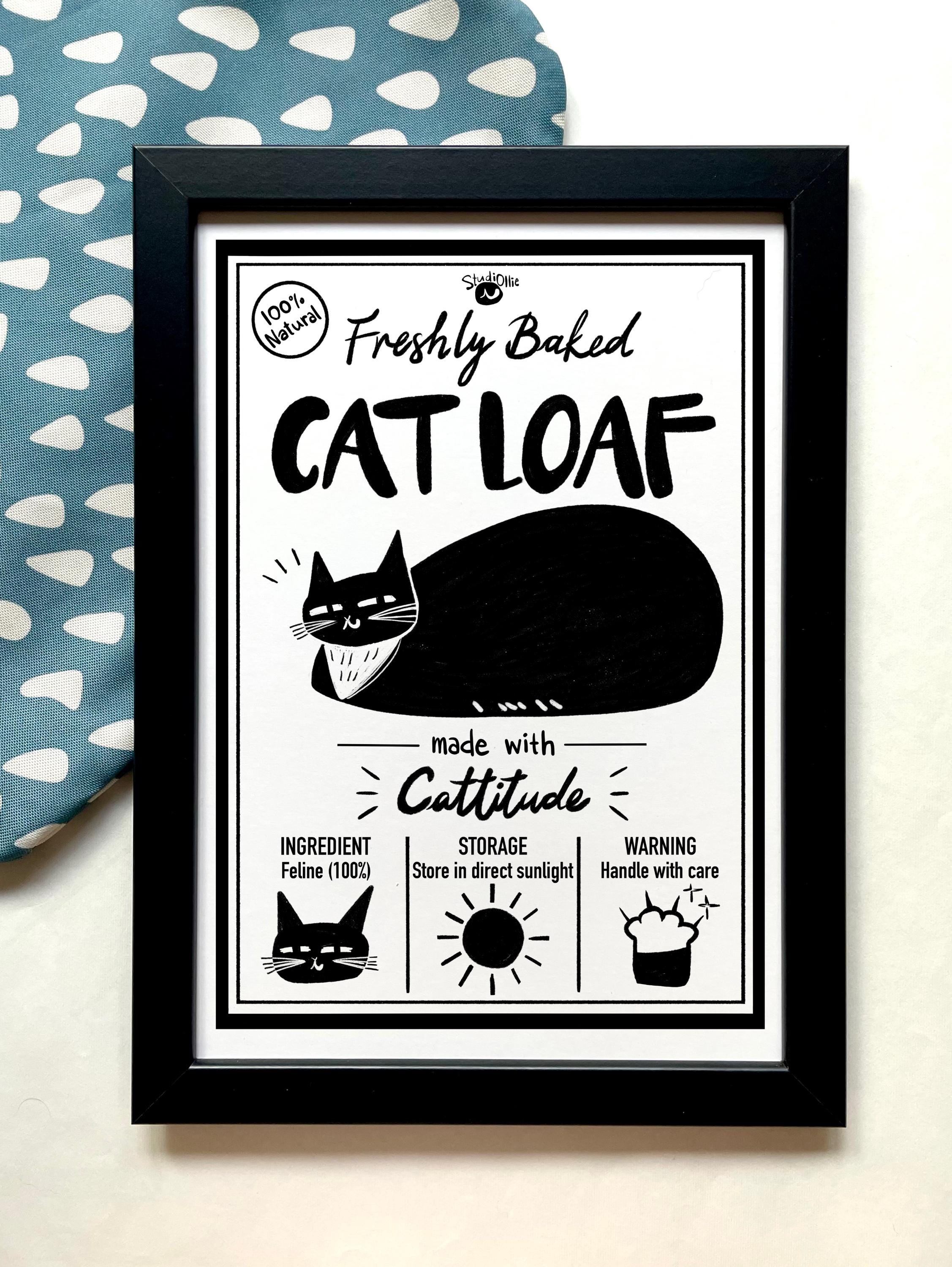 Black and White Cat Loaf Packaging Art Print | Cute Tuxedo Cat Wall ...