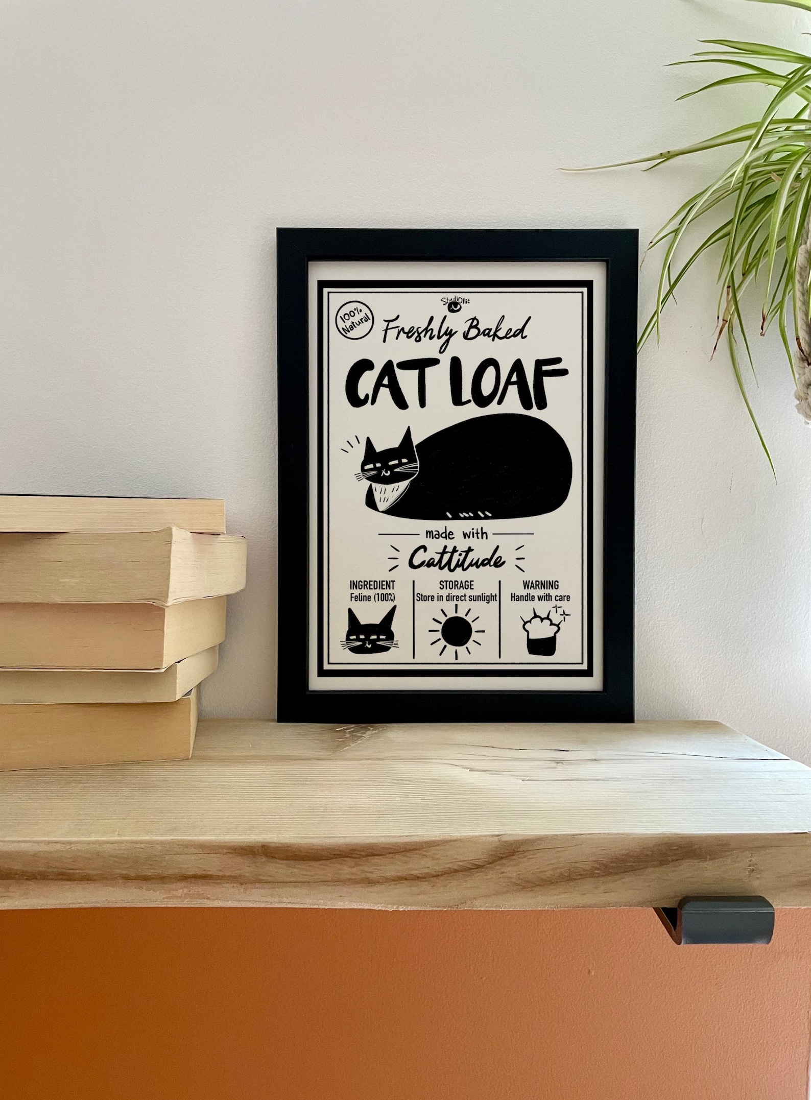 Black and White Cat Loaf Packaging Art Print | Cute Tuxedo Cat Wall ...