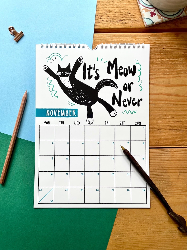 2026 Cat Art Wall Calendar | Everyday is Caturday | A4 Hanging Calendar ...