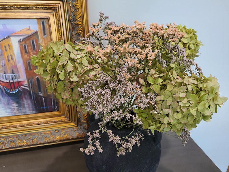 Dried Hydrangeas Bouquet Preserved Natural Flowers Arrangement Wedding ...