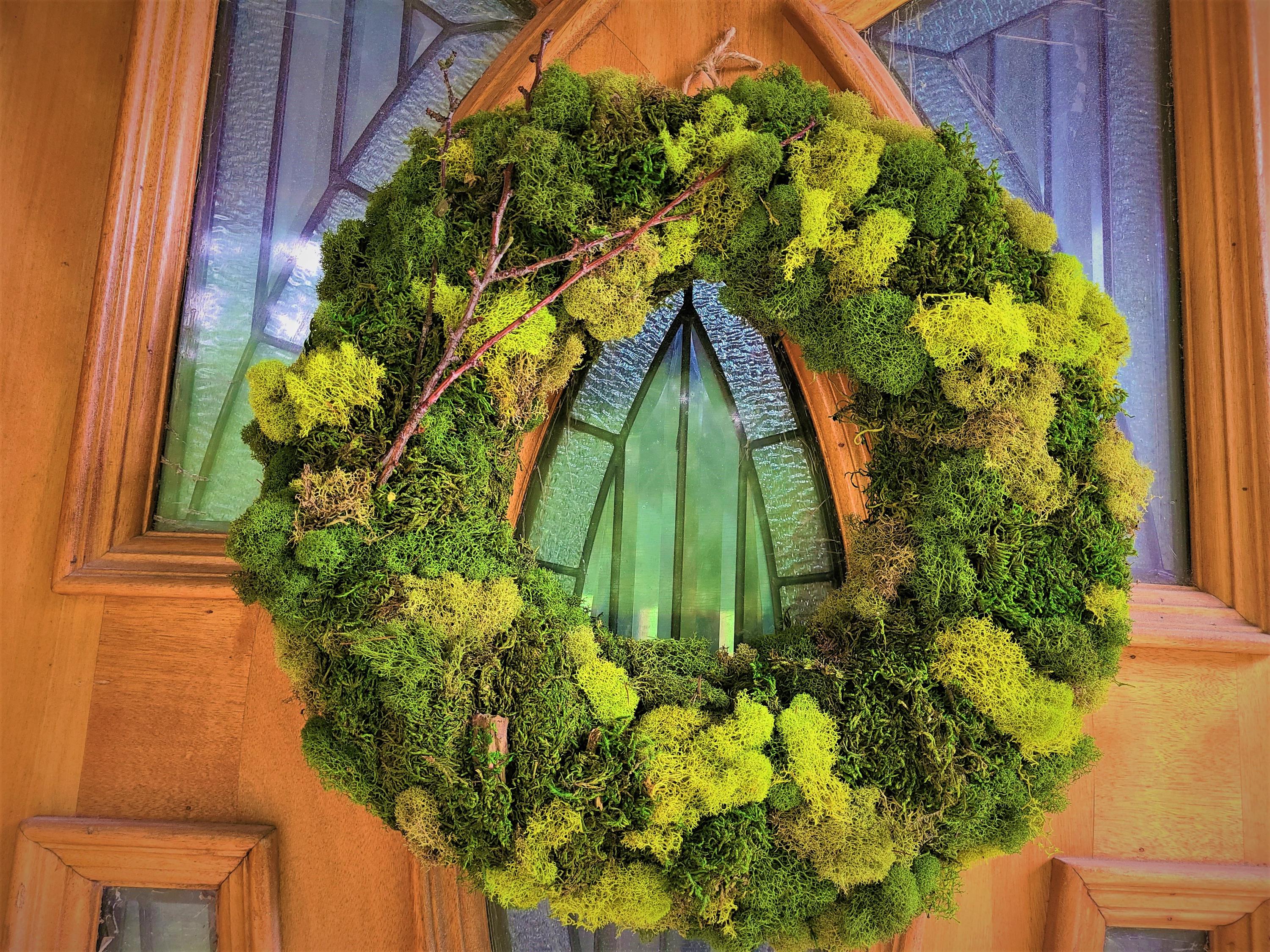 Preserved Moss Wreath Natural All Seasons Green Wreath Front Door ...