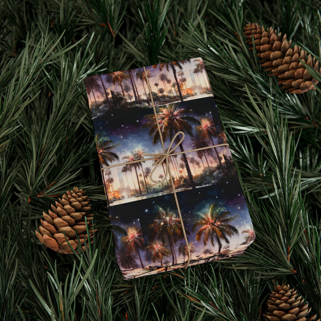 Celebration Christmas Palm Trees Wrapping Paper Holiday Wrap - Etsy
