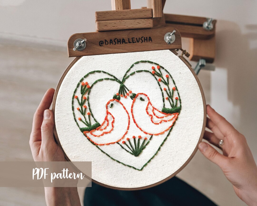 Love Birds Embroidery Pattern PDF, Heart Design in 2 Sizes - Etsy