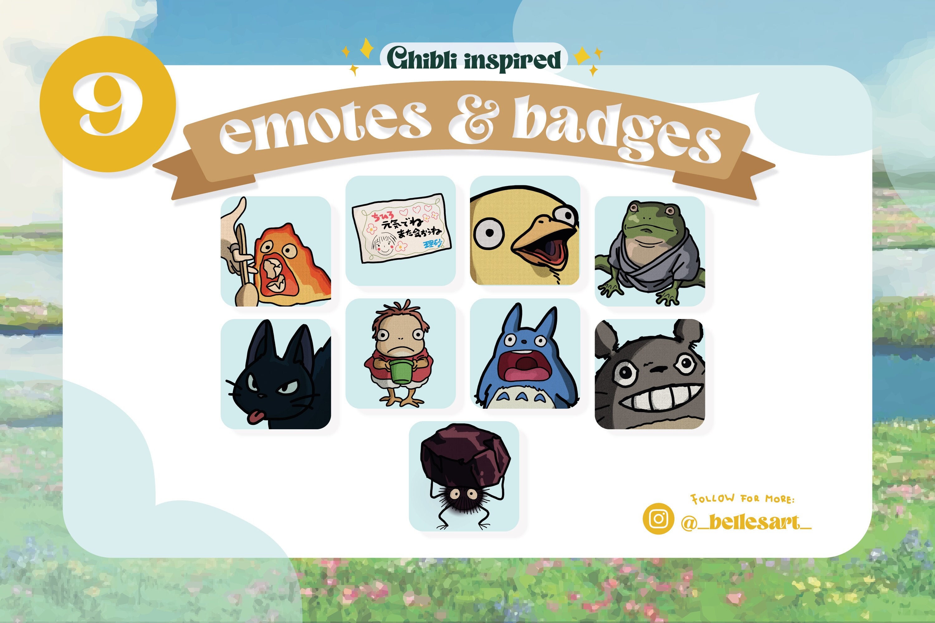 9 Ghibli Inspired Hand Drawn Twitch Discord Emote Badges Twitch ...