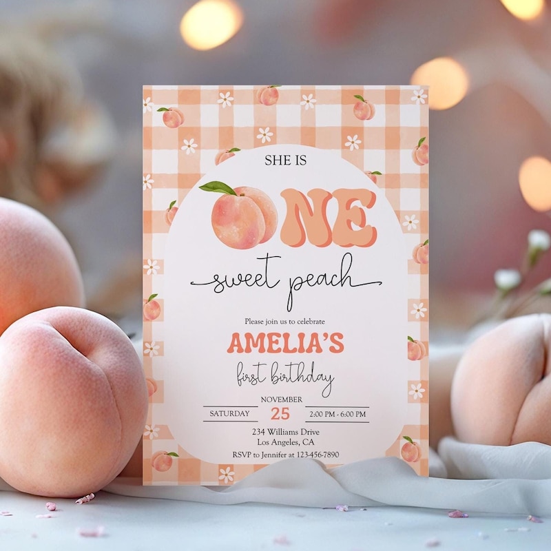 Peach Invitation - Etsy