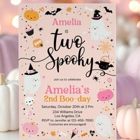 Editable Two Spooky Birthday Invitation, Blue Two Spooky - Etsy
