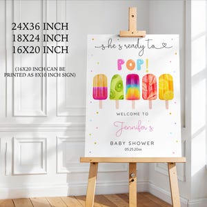 Popsicle Baby Shower Welcome Sign, Editable She's Ready to Pop Baby ...