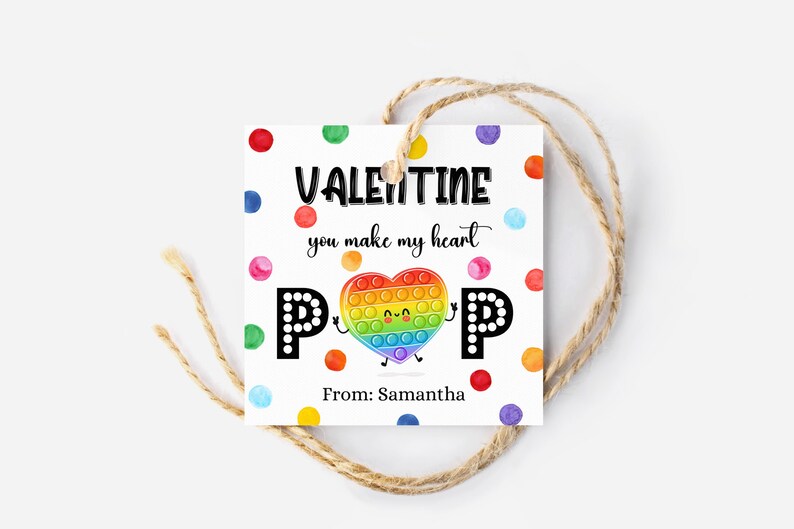 Valentine's Day Pop It Gift Tag: Rainbow Classroom Printable (instant ...