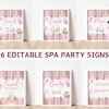 Gold Spa Birthday Party Printable Signs Door Sign Facials Spa Sandals ...