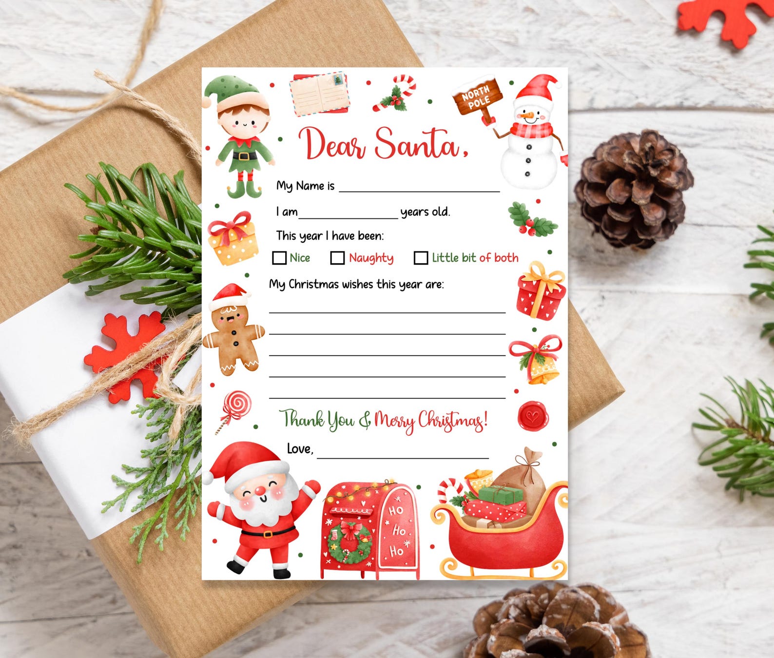 Editable Letter to Santa Template: Kids Christmas Wishlist (digital ...