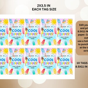 End of School Year Gift Tags, Have a Cool Summer Sun Favor Tag, Teacher ...