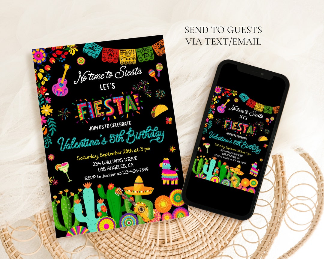 Fiesta Invitation, Mexican Fiesta Theme, Mexican Floral Fiesta Birthday ...