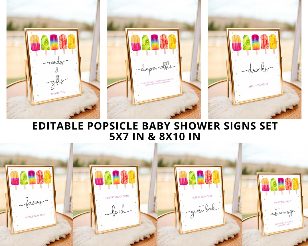 Popsicle Baby Shower Table Signs Template,editable She is Ready to Pop ...
