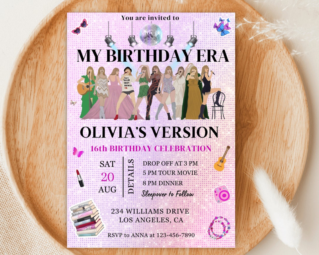 Era Birthday Party Invitation,era Invite,music Tour Movie Invite ...