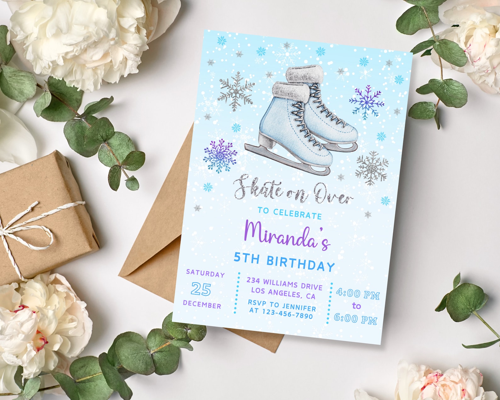 Ice Skating Birthday Party Invitation, Ice Skating Invite, EDITABLE ...