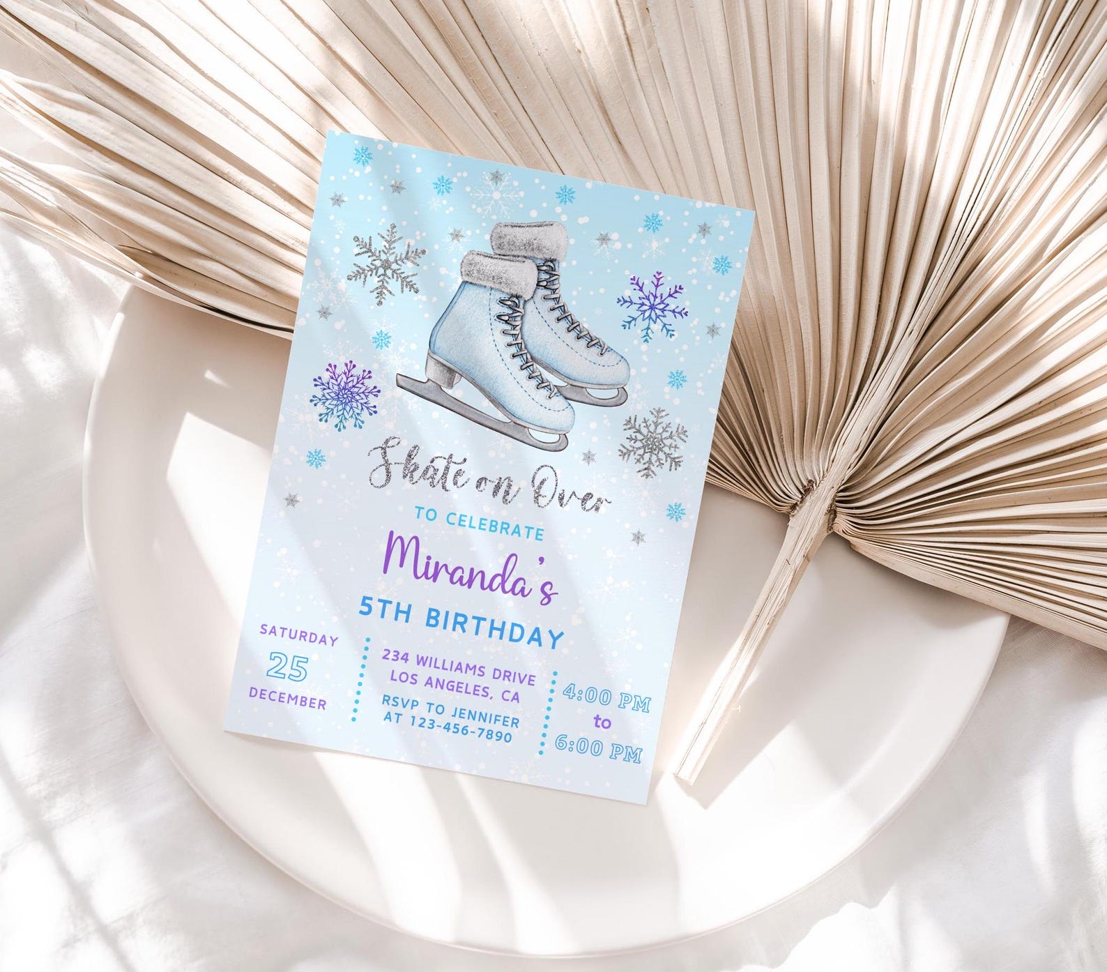 Ice Skating Birthday Party Invitation, Ice Skating Invite, EDITABLE ...
