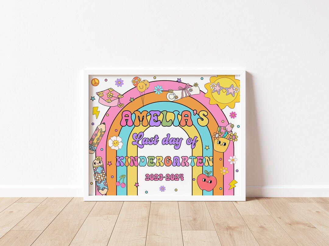 LAST Day of School Sign,editable DIY Printable Groovy End of School Out ...