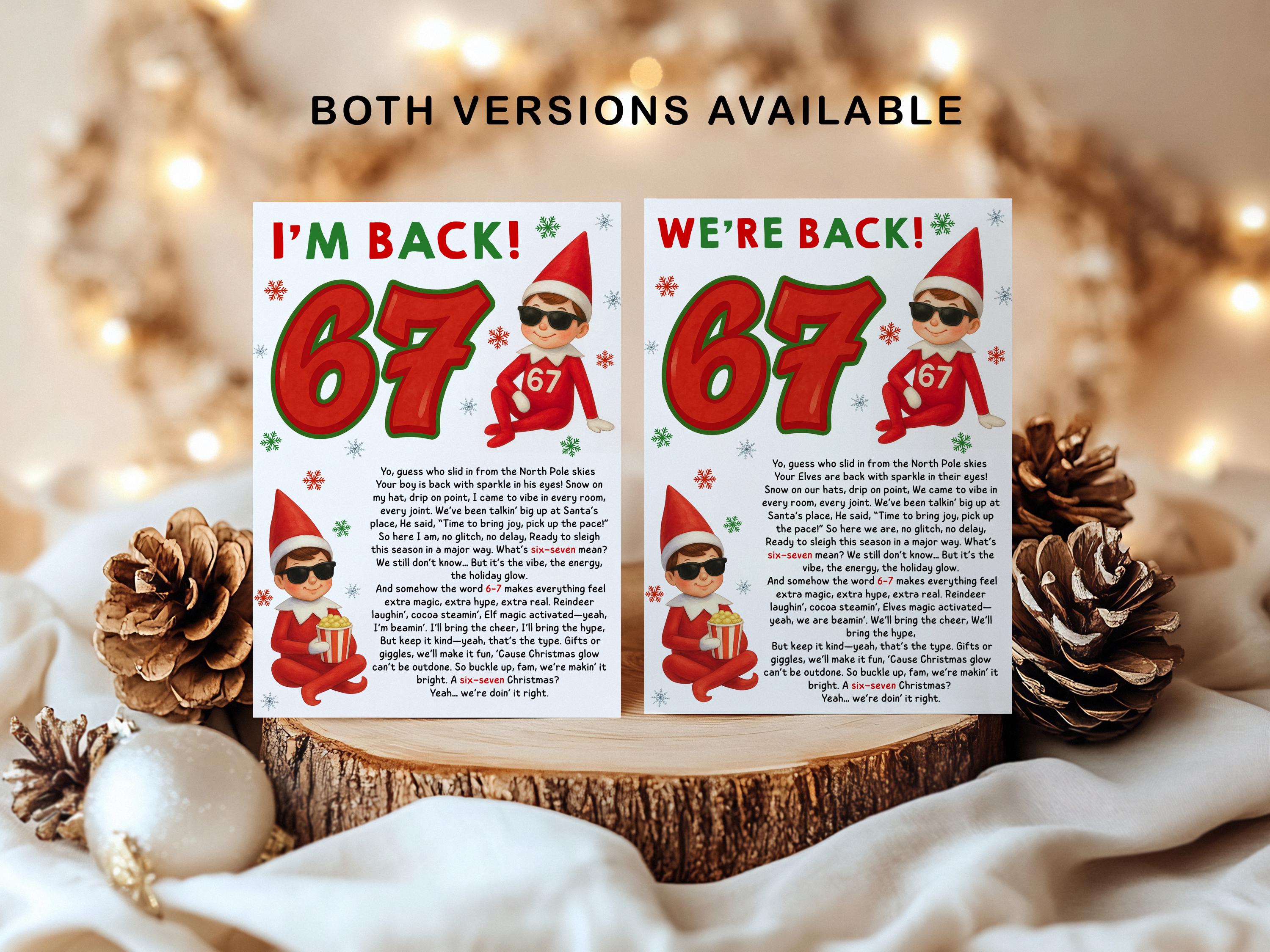 6-7 Elf Arrival Letter, Six Seven Trending Meme 67 Christmas Elf Letter ...