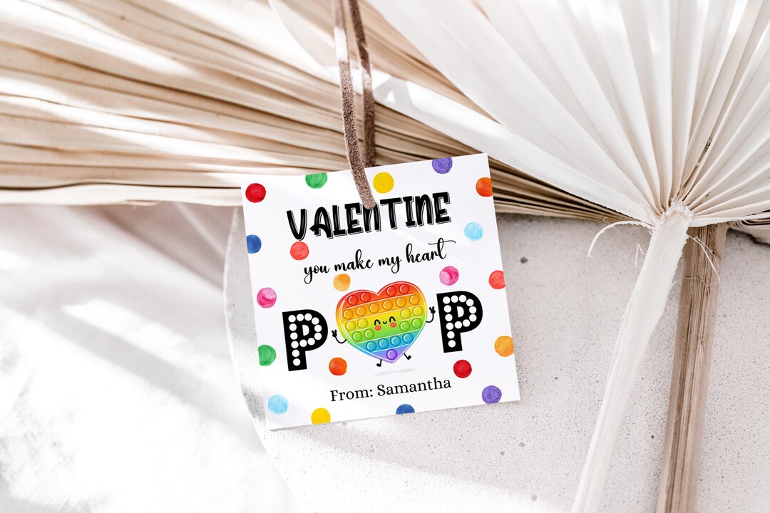 Valentine's Day Pop It Gift Tag: Rainbow Classroom Printable (instant ...