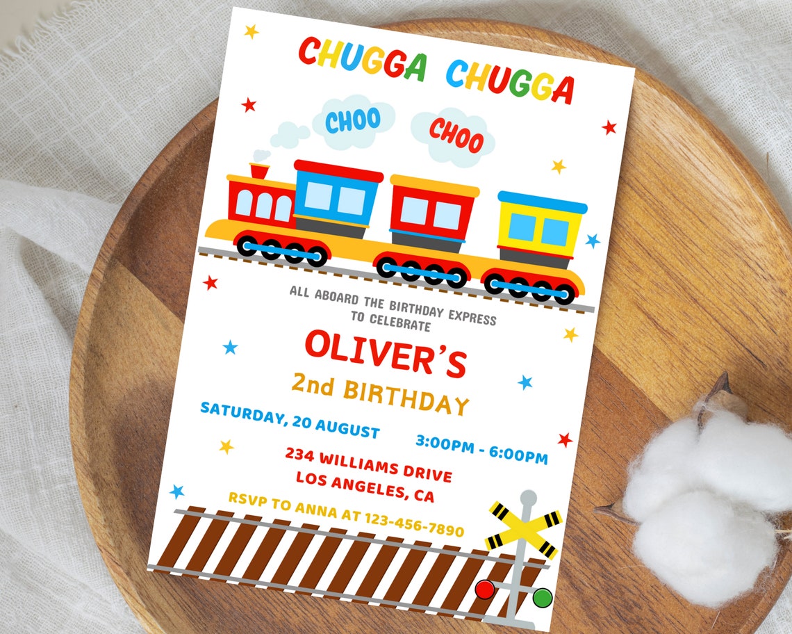 Train Birthday Party Invitation, Chugga Chugga Choo Choo Invite, Two ...