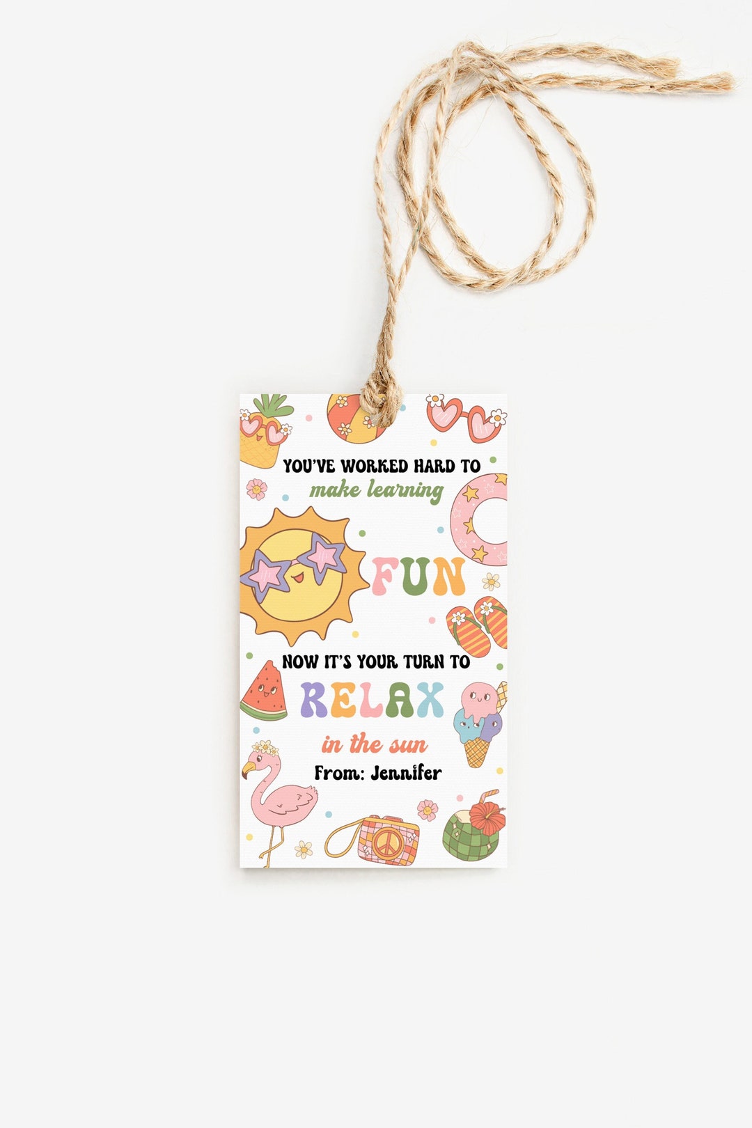 Teacher Appreciation Week Gift Tag, Printable End of School Year Favor ...