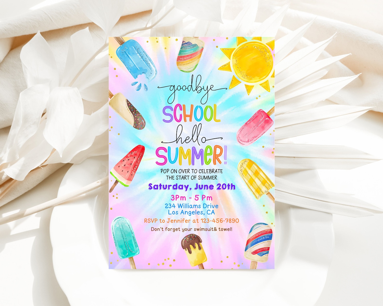 End of School Party Invitation, Schools Out Pool Party Invite,goodbye ...