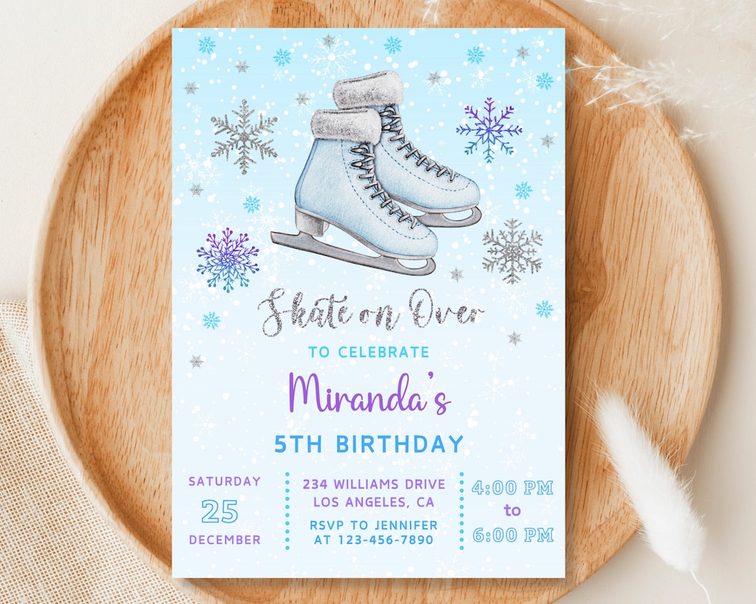 Ice Skating Birthday Party Invitation, Ice Skating Invite, EDITABLE ...