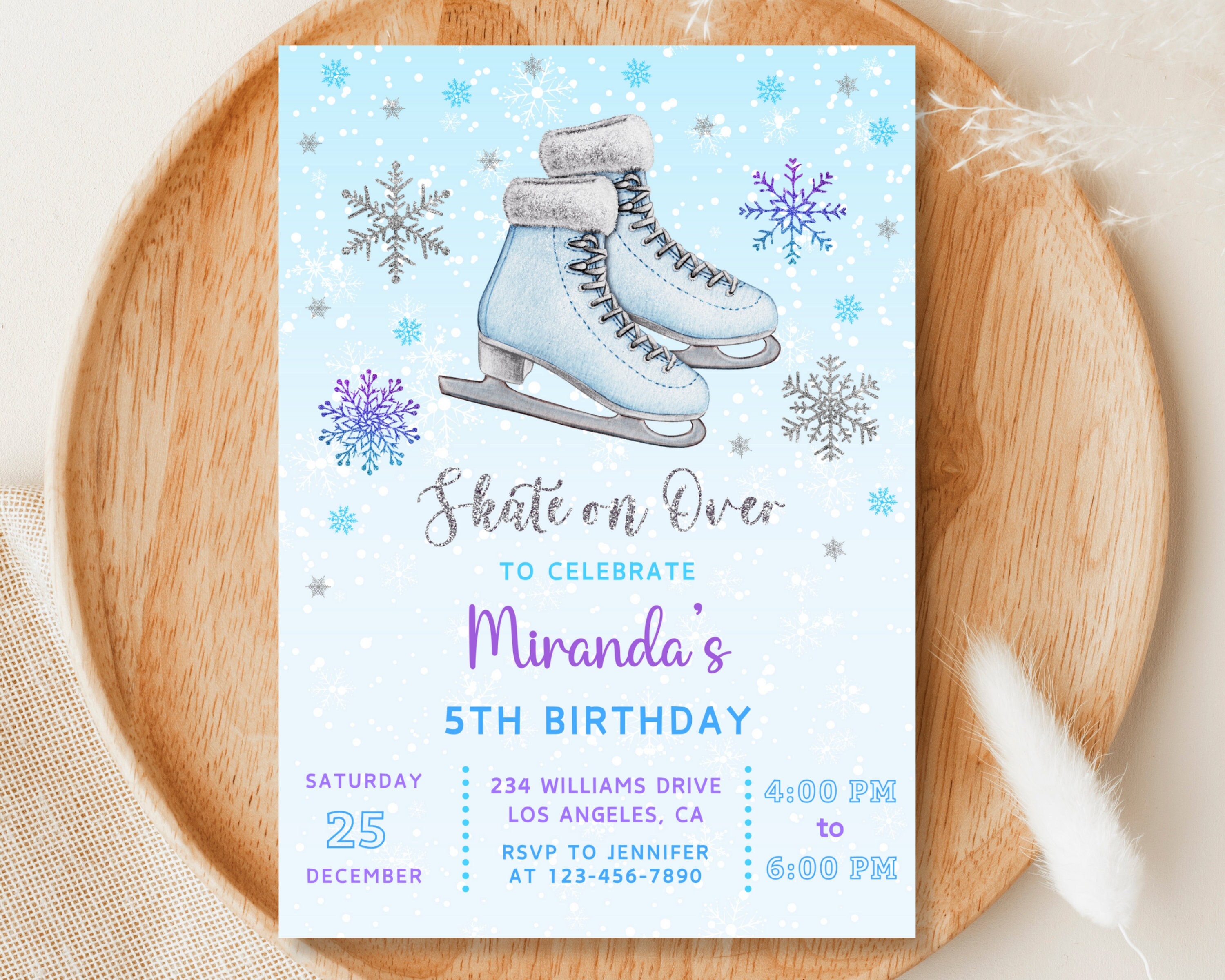 Ice Skating Birthday Party Invitation, Ice Skating Invite, EDITABLE ...